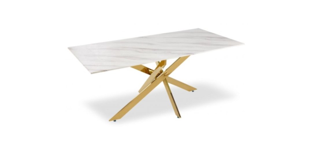 Table Repas Jessica Rectangle Gold Marbre 150x90cm – BD Meubles